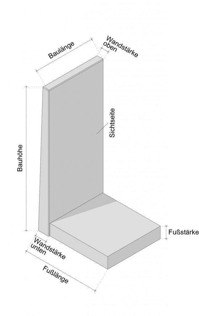 Stützwandelement Sichtseite innen - Betonelemente Schmidt GmbH